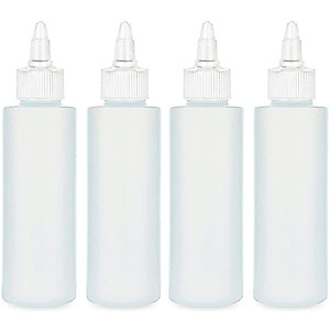 BRIGHTFROM Condiment Squeeze Bottles, 4 OZ Empty Squirt Bottle with Twist Top Cap, Leak Proof - Great for Ketchup, Mustard, Syrup, Sauces, Dressing, Oil, Arts and Crafts, BPA FREE Plastic - 4 PACK