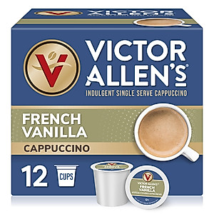 Victor Allen's Coffee French Vanilla Flavored Cappuccino Mix, 12 Count, Single Serve Coffee Pods for Keurig K-Cup Brewers