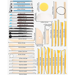 WuliYobo Clay Tools Kit, 42 PCS Polymer Clay Tools with a Storage Bag for Pottery Artists,Pottery Tools Double Sided Carving Tools Sculpting Tools.