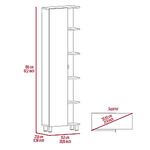 Tuhome Urano Mirror Linen Cabinet, Four Interior Shelves, Five External Shelves -White