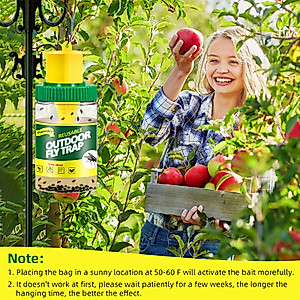 3 Pack Outdoor Hanging Fly Trap Bottles, Reusable Fly Killer Trap Catcher Jar with Natural Bait Refill and Tie Included,Fly Repellent for Outdoor Use Only - Controls Flies for Patios,Barns,Ranches