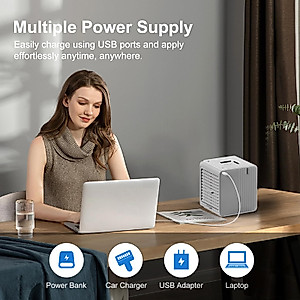 Cozzyben Mini Air Conditioner Portable Water Small USB Ac Unit Personal Evaporative Swamp Cooler Ice Fan for Desk Room Bedroom Car Camping Tent