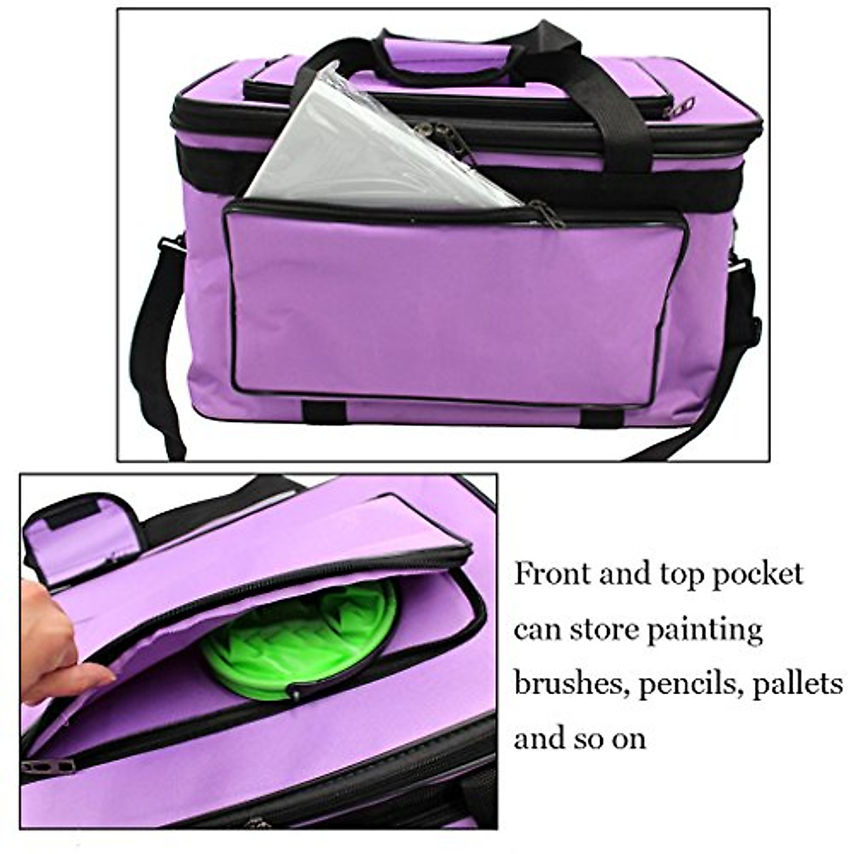 Waterproof Art/Craft Supplies Storage Tote Bag Artist Travel Portfolio Carrying Bag Case Painting Box Large Messenger Bag for Painting Brushes Pencils Palette Paints Sketchbook