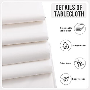 Eleclassi White 6 Pack Premium Round Disposable Plastic Tablecloth - 84 Inch Round Plastic Table Cloths for Parties Disposable Tablecloth - Round Plastic Tablecloth - White Round Tablecloth
