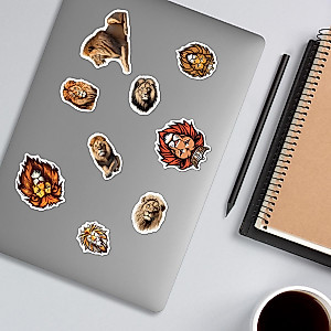 Pack 50 Pcs Cute Animal Lion Stickers for Water Bottles Waterproof Laptop Luggage Computer Scrapbooking Teens Adults Girls Kids Funny Aesthetic Sticker Packs Small Vinyl Decals