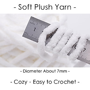 BATELO 4 Skein Chenille Yarn Velvet Yarn Blanket Yarn Amigurumi Yarn Soft Yarn Plush Yarn Scarf Yarn for Crocheting & Knitting 4×100gr(43yd) - White&Blue&Gray