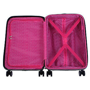 Betsey Johnson 26 Inch Checked Luggage Collection - Expandable Scratch Resistant (ABS + PC) Hardside Suitcase - Designer Lightweight Bag with 8-Rolling Spinner Wheels (Flamingo Strut)