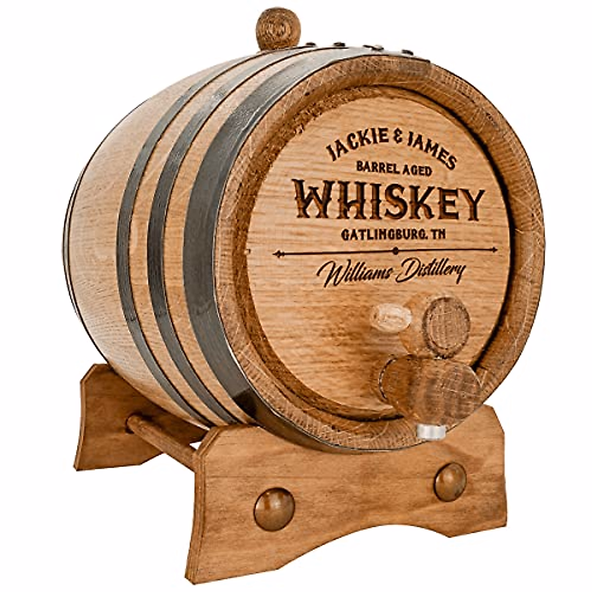 Personalized - Customized American White Oak Aging Barrel - Barrel Aged (2 Liters, Black Hoops)