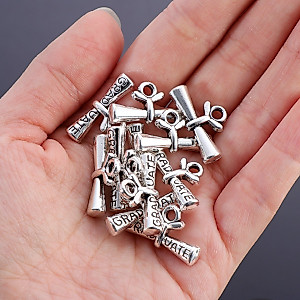 BinaryABC Graduation Charms Pendant,Graduation Diploma Pendants,for Charm Bracelets Chain Necklace Craft Gifts 50Pcs