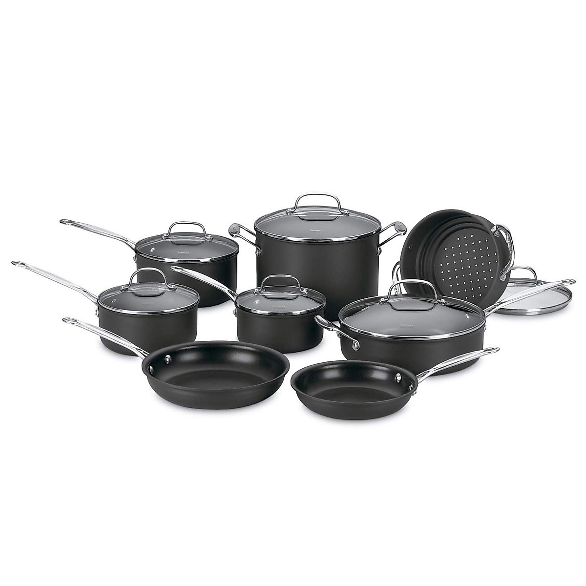 Cuisinart 14-Piece Cookware Set, Chef's Classic NonStick Hard Anodized, Gray, 66-14N