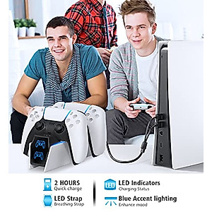 PS5 Charging Station, Playstation 5 PS5 Controller Charger Station with 2 Pack Fast Charging Cords Replacement for Sony DualSense Controller, OIVO PS5 Remote Control Charger, Charging Docking Station