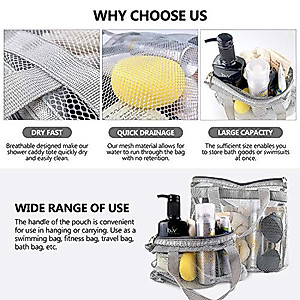 2 Pcs Portable Shower Mesh Caddy Bag Quick Dry Hanging Toiletry and Bath Organizer for Travel and Swimming with Zipper (2 Gray)