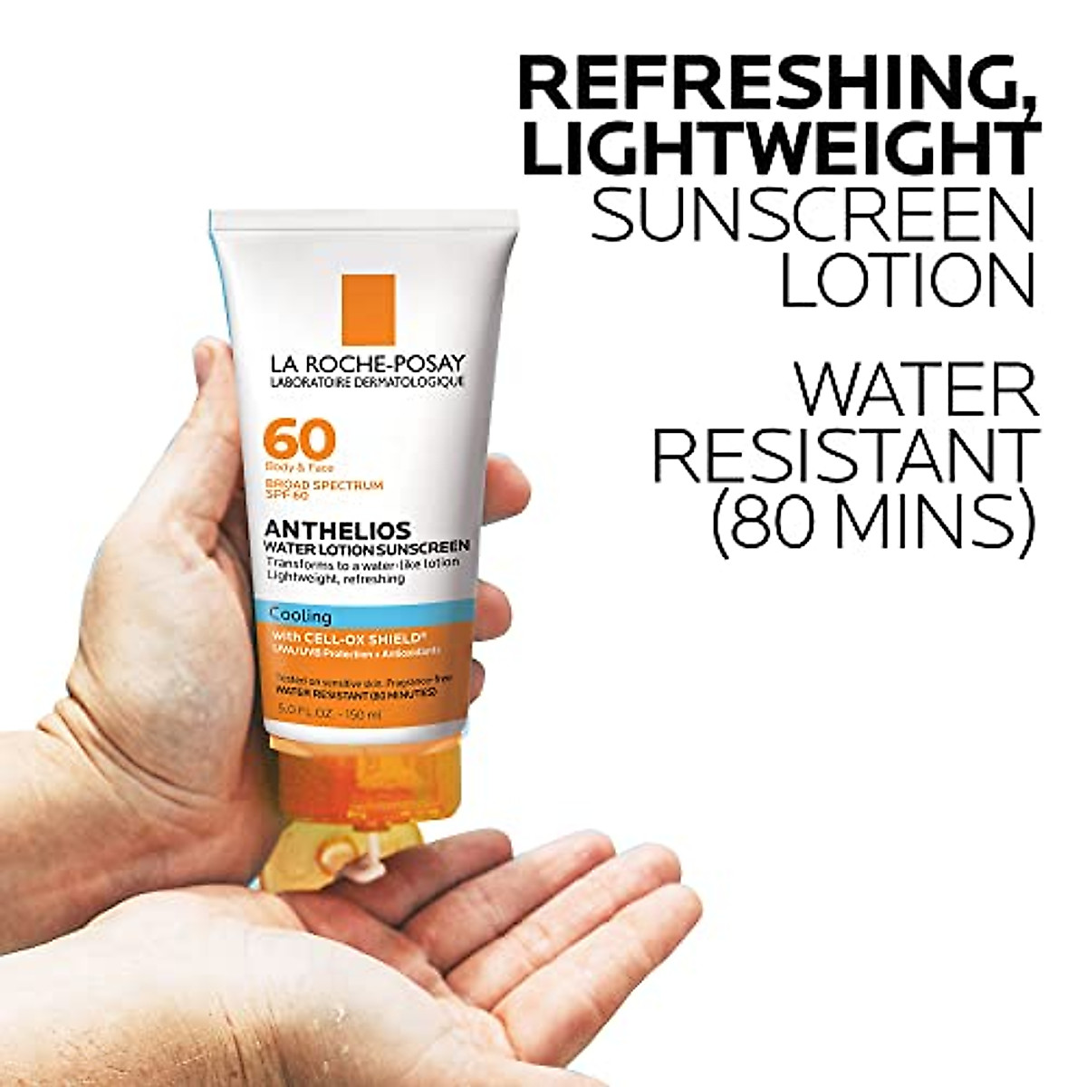 La Roche-Posay Anthelios Cooling Water Lotion Sunscreen for Body and Face, Broad Spectrum Sunscreen SPF, Absorbs Quickly, Water Resistant Every Day Sun Protection for Sensitive Skin