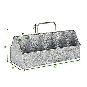 Mind Reader ICAD5-SIL Iron 5 Caddy with Cut Out Handle, Barnyard Vintage Designed Storage Bin, Silver 10 Compartment