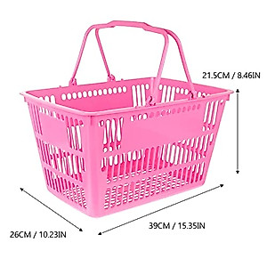 POPETPOP Shopping Basket, Grocery Baskets With Handles, Shelf Baskets, Merchandise Storage Basket Stackable Basket Set with Handles for Shop Home Storage, Shopping Baskets for Retail Store