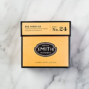 Smith Teamaker | Big Hibiscus No. 24 - Hibiscus, Ginger, Rose Petals & Elderflowers | Sugar-Free, Non-GMO, Plant Based Caffeine-Free Hibiscus Blend (15 Sachets, 1.27oz each)