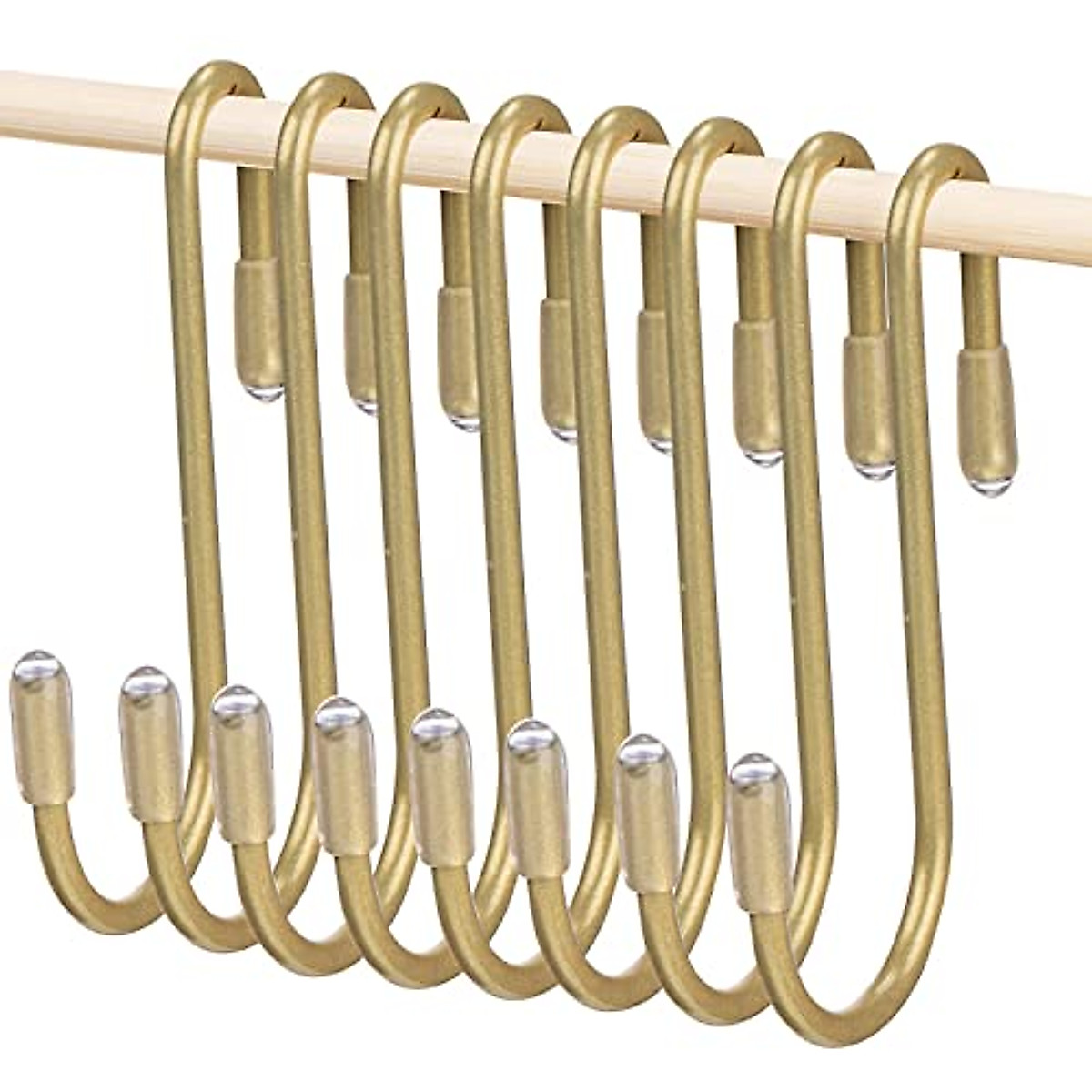 Hotop 36 Pieces S Shaped Hooks Hanging Heavy Duty S Hooks Hanger for Kitchen, Bathroom, Bedroom, Office, Pan, Coat, Bag, Plants (Champagne Gold,2.4 Inch)