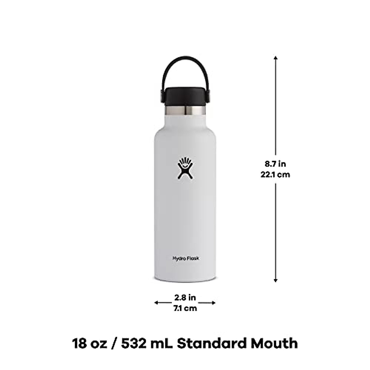 Hydro Flask 18 oz Standard Mouth with Flex Cap Stainless Steel Reusable Water Bottle Dew - Vacuum Insulated, Dishwasher Safe, BPA-Free, Non-Toxic