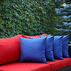 Outdoor Water Resistant UV Resistant Garden Pillow Covers Square Pillowcase Shell for Patio Tent Couch Cushion Pack of 4 - Cover 17x17 Inch Royal Blue