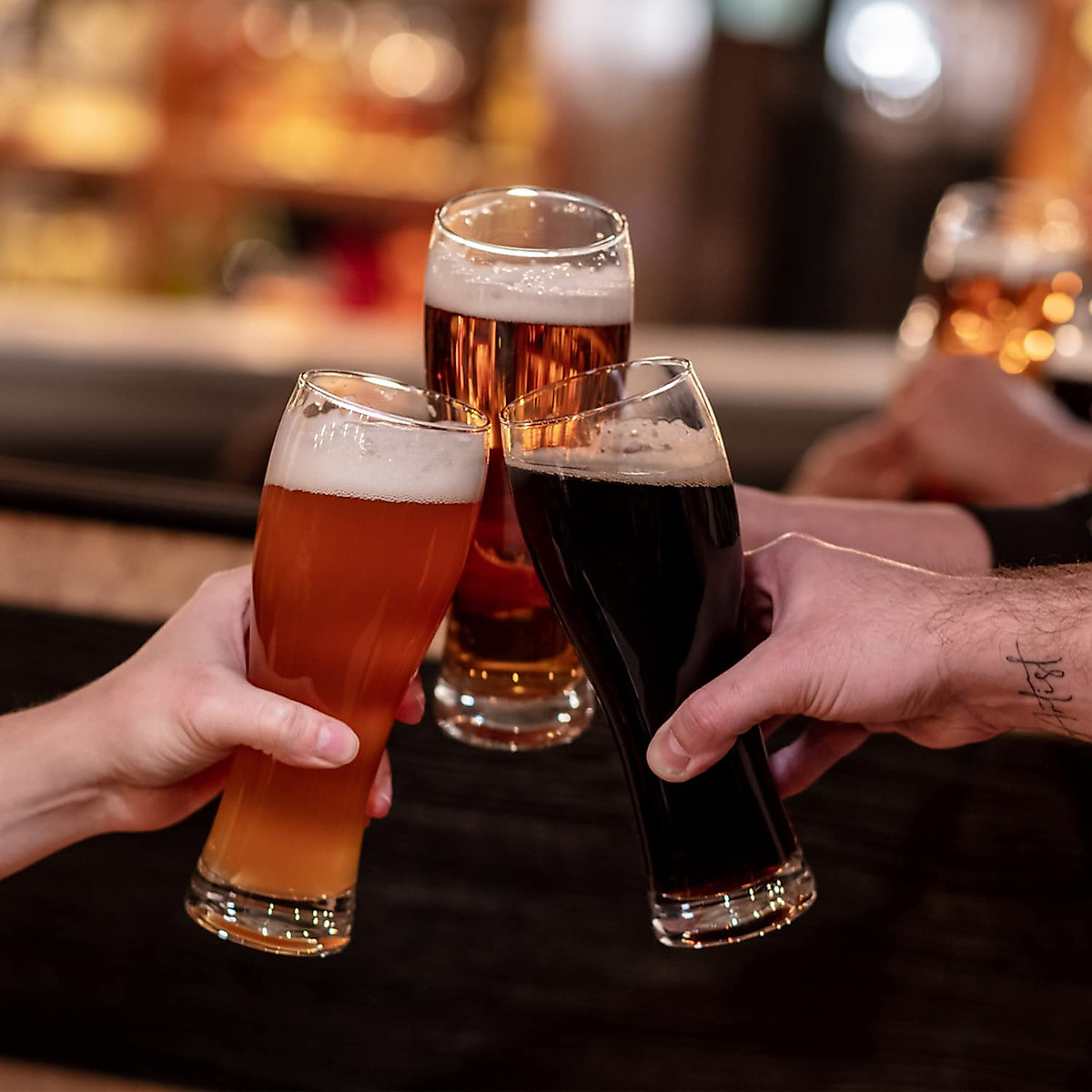 Krosno Tall Beer Pint Glasses | Set of 6 | 16.9 oz | Chill Collection | Perfect for Home, Restaurants and Parties | Dishwasher Safe