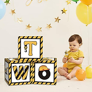 uoyoi Construction 2nd Birthday Party Decorations Balloon Boxes,3Pcs Truck Two Years Old Baby Birthday Party Supplies,Construction Theme Party Supplies Favors Baby Shower Decor Photo Props for Boy