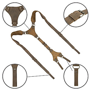 Hide & Groom, Riveted Suspenders with Adjustable Size Straps, Handmade from Full Grain Leather - Bourbon Brown