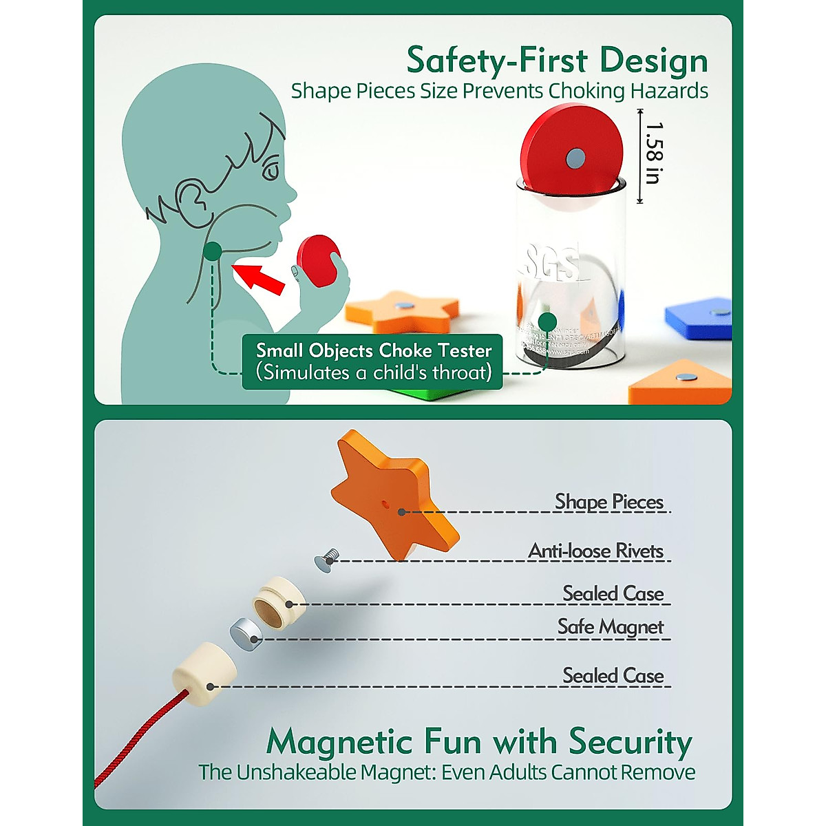 Boby Montessori Wooden Magnetic Fishing Game Child Toys Shape&Colors Sorting Cupcakes for Toddlers 2-4 Years Matching Games for Toddlers