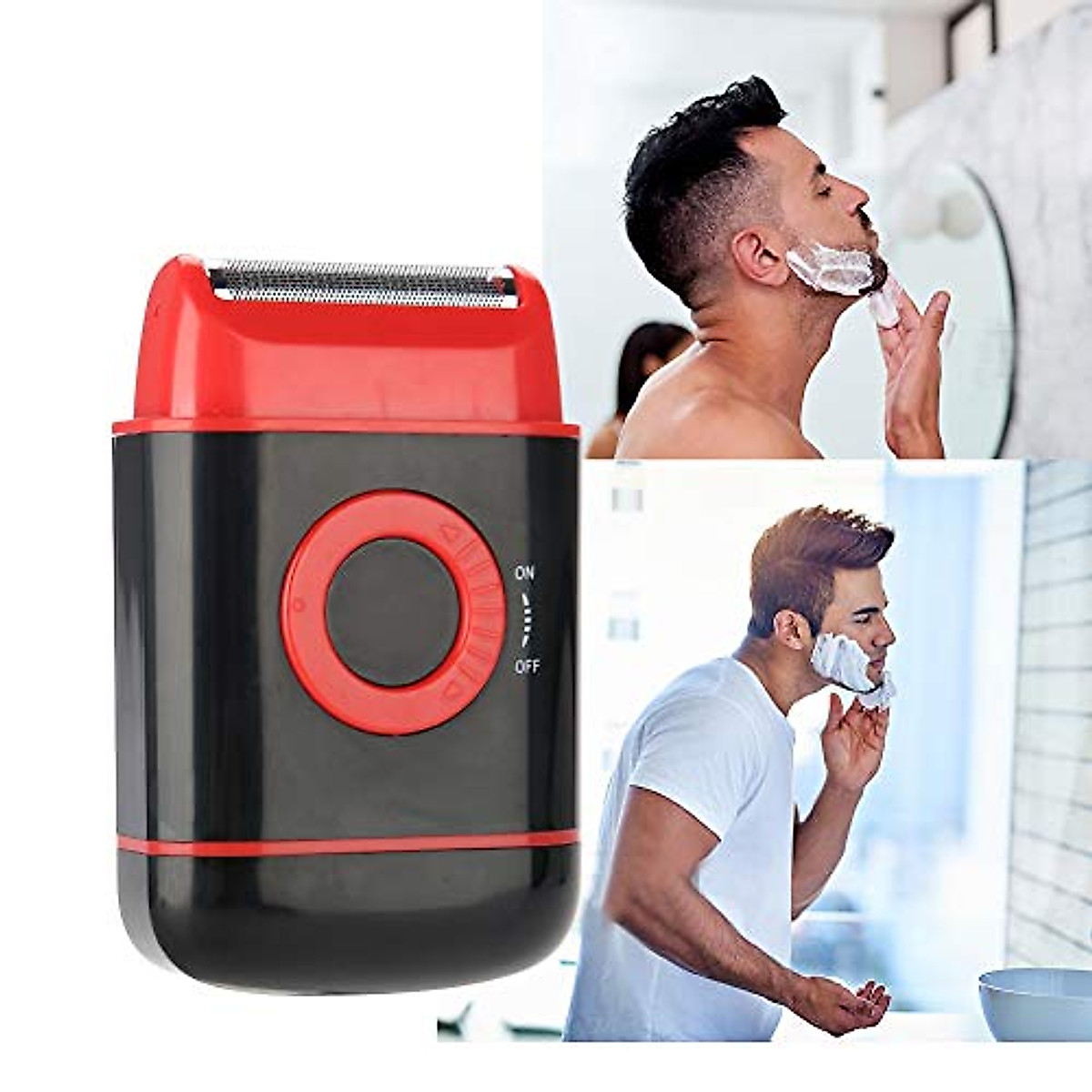 Electric Shaver, Ultra-thin Foil Pop-up Beard Trimmer AA Battery Power Shaving Razor for Men(Red)