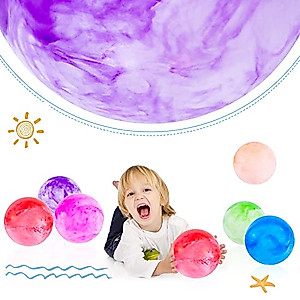 3 otters Bouncy Balls for Kids, 6PCS Marbleized Bouncy Balls Plus Pump Inflatable Sensory Balls Kickball Dodge Ball for Kids Adult Summer Beach Outdoor Game