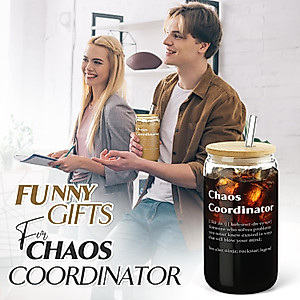 Thank You Gifts for Chaos Coordinator, Teacher Appreciation Gifts Boss Gifts for Women on Birthday Christmas Boss Day Office Gifts for Coworkers Employees Manager Mom Friend Men, 16oz Glass Cup Gift