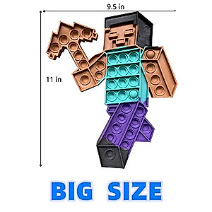Push Minecraft Big Jumbo pop Bubble Fidget Toy, Giant Large Huge Square Stress Reliever Silicone Toy for Kids and Adults