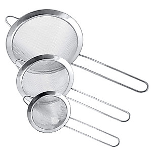 U.S. Kitchen Supply - Set of 3 Premium Quality Extra Fine Twill Mesh Stainless Steel Conical Strainers - 3", 4" and 5.5" Sizes - Chinois to Sift, Strain, Drain and Rinse Vegetables, Pastas & Teas