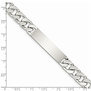 Solid 925 Sterling Silver 8.5inch Engravable Curb Cuban Link ID Bracelet Engravable Identification Name Bar Tag - with Secure Lobster Lock Clasp 8.5" (Width = 10mm)