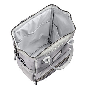 BEABA Wellington Diaper Bag Backpack, Mom Dad Diaper Backpack, Girls Boys Multi-Function Baby Travel Bag with Changing Pad and Stroller Straps, (Grey)