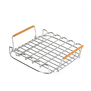 Bottone Stainless Steel Air Fryer Basket Barbecue Grill Holder Dehydrator Racks for Grill Fries Bacon Chicken Oven Press Cooker Air Fryer Square Grill Holder Basket Multiple Cooking Kitchen Appliance