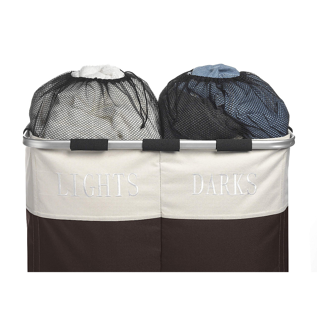 Whitmor Easycare Double Laundry Hamper - Lights and Darks Separator - Espresso