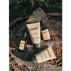 Thrive Natural Skin Care Sets - Essential Face Care Set (4 Piece) - Grooming Gift Set to Wash, Exfoliate & Shave - Made in USA, Vegan & Cruelty Free