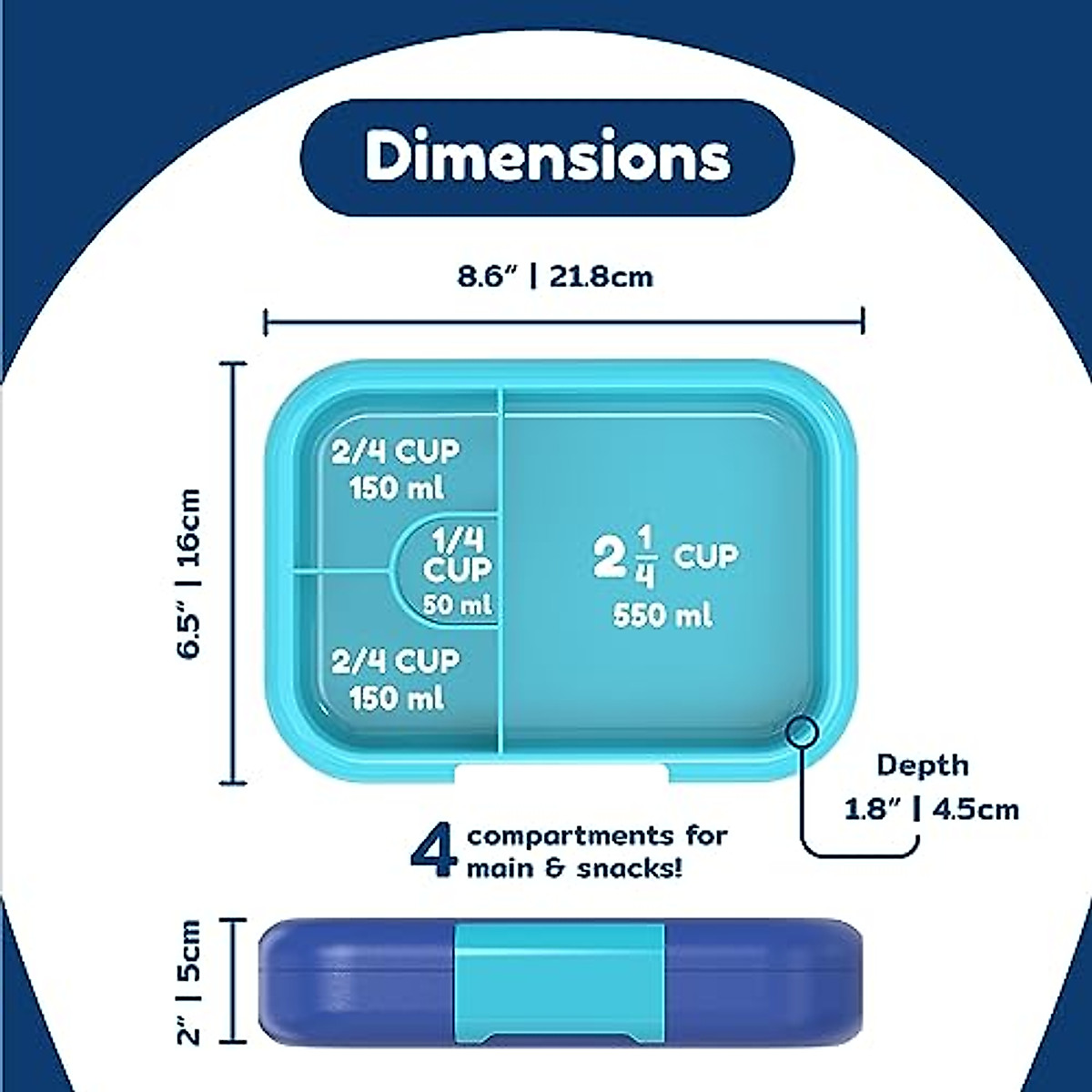 BOZ Bento Box for Kids - Kids Bento Lunch Box for Ages 3 to 7 – Toddler Lunch Box for Daycare – Leak Proof 4 Compartments Kids Lunch Container – Dishwasher Safe Kids Bento Box – Dinosaur Lunch Box