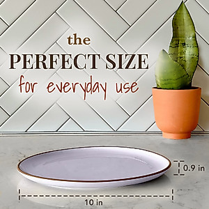 Mora Ceramic Dinner Plates Set of 6, 10 inch Dish Set - Microwave, Oven, and Dishwasher Safe, Scratch Resistant, Modern Rustic Dinnerware- Kitchen Porcelain Serving Dishes - Assorted Colors