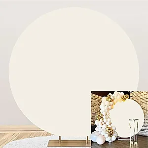 DORCEV Ivory Round Backdrop Cover 7.2x7.2ft Polyester Ivory Color Kids Newborn Baby Shower Birthday Party Decor Background for Photography Bridal Shower Wedding Engagement Party Video Studio Props