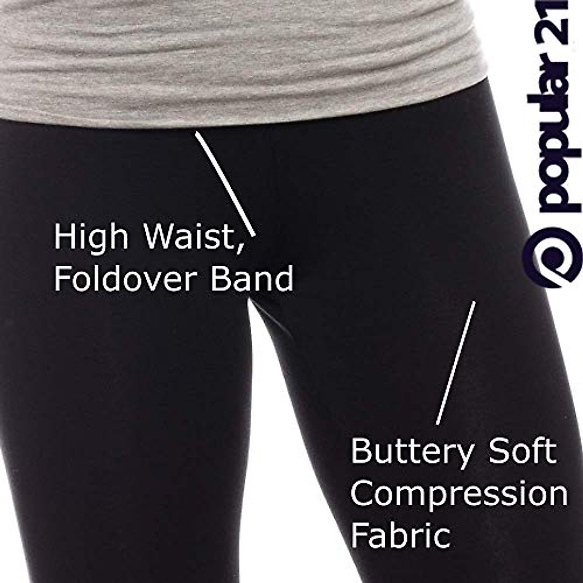 Popular 21 Fold Over Yoga Pants for Women | Soft Cotton Full Length Leggings (Black/White, X-Large)