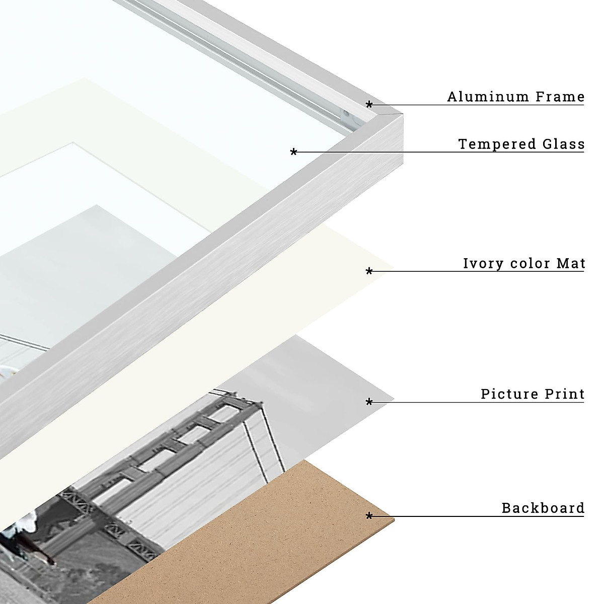 Frametory, 16x20 Metal Picture Frame with Mat for 11x14 Picture & Real Glass, Aluminum Photo Frame Collection (Silver, 2 Pack)