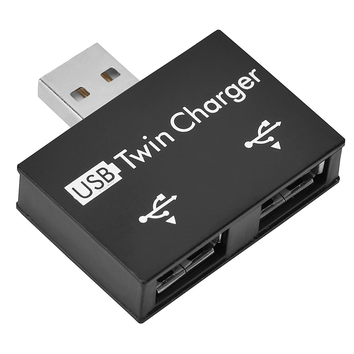 Portable Male to 2 Port USB Twin Charger USB Hub, USB2.0 Hub Adapter, Plug and Play for Mobile Device with USB Port(black)
