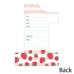 Big Dot of Happiness Berry First Birthday - Sweet Strawberry - Shaped Fill-In Invitations - Fruit 1st Birthday Party Invitation Cards with Envelopes - Set of 12