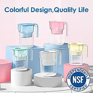 Waterdrop 200-Gallon Long-Life Elfin 5-Cup Water Filter Pitcher with 1 Filter, NSF Certified, 5X Times Lifetime, Reduces Chlorine, BPA Free, Pink