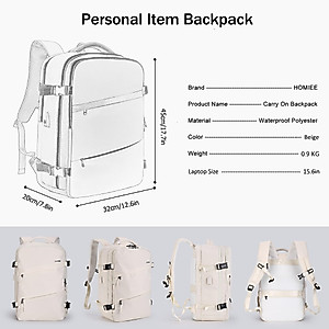 HOMIEE Travel Backpack Flight Approved 40L Carry on Bags for Airplane, 15.6 Inch College School Laptop Backpack Waterproof Gym Bag Casual Daypack Weekender Overnight Duffel Bag Outdoor Sports Rucksack