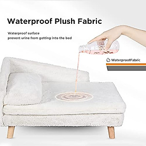 BingoPaw Elevated Pet Bed,Nordic Pet Stool Bed with Cozy Pad Waterproof,Pet Chair with Sturdy Wood Legs for Small Dog Kitten