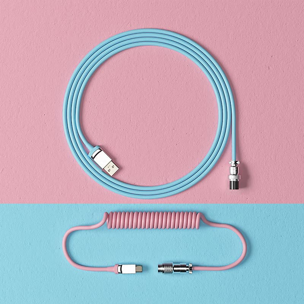 YUNZII Keynovo V2 Coiled Keyboard Cable with Aviator USB Cable for Type-C Mechanical Gaming Keyboard (Sakura)
