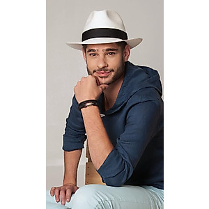 Bigalli Puerto Cayo Original Panama Hat for Women Men Summer & Beach Hat, Center Dent Shape with Grosgrain Ribbon, Toquilla Straw Grade 3 | UV Protection SPF 30 | Sun Fedora Hats | Natural X Large