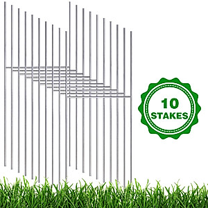 Yard Sign Stakes Metal, 17x7 Inch Yard Sign Holder Stand Sign Stakes for Ground Outdoor, Remiawy 10 Pack Wire Metal Yard Stakes for Corrugated Plastic Sign, Blank Lawn Sign Posts, Estate Garage Sale